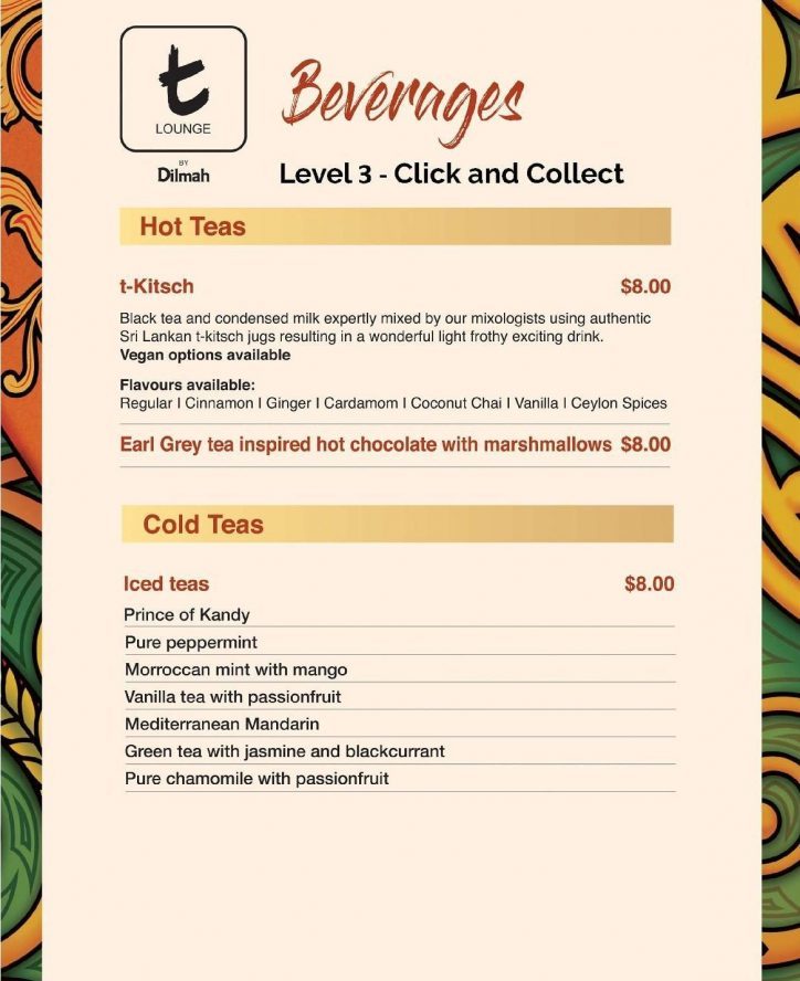 Click and Collect Menus – Wellington Dilmah t-Lounge