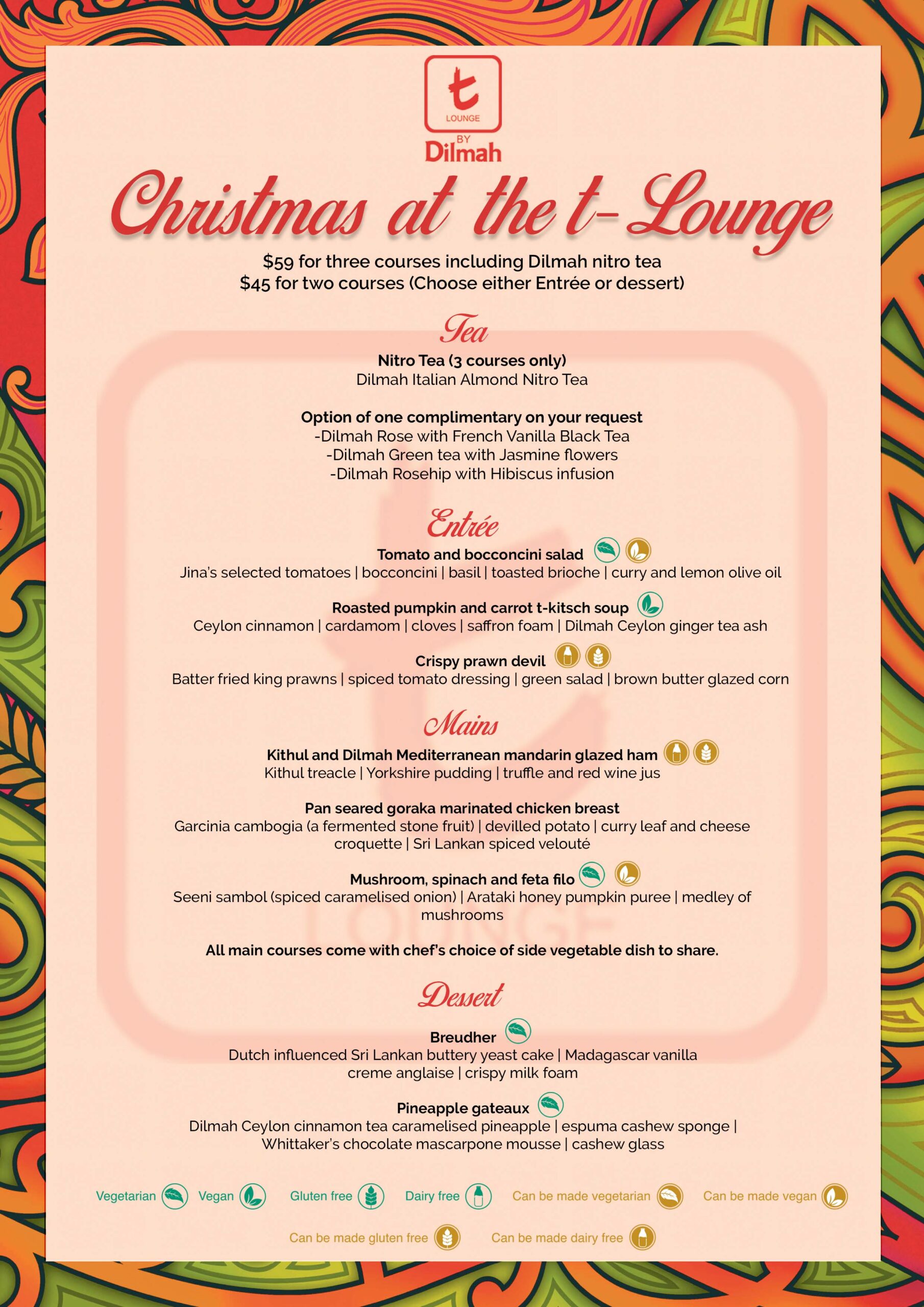 Christmas Menu – Wellington Dilmah t-Lounge